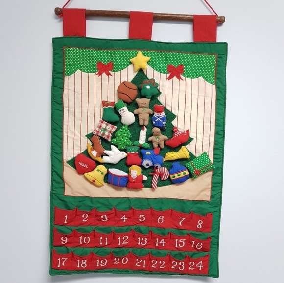 Wall Decor | Kubla Crafts Soft Sculpture 1989 Christmas Tree Advent ...